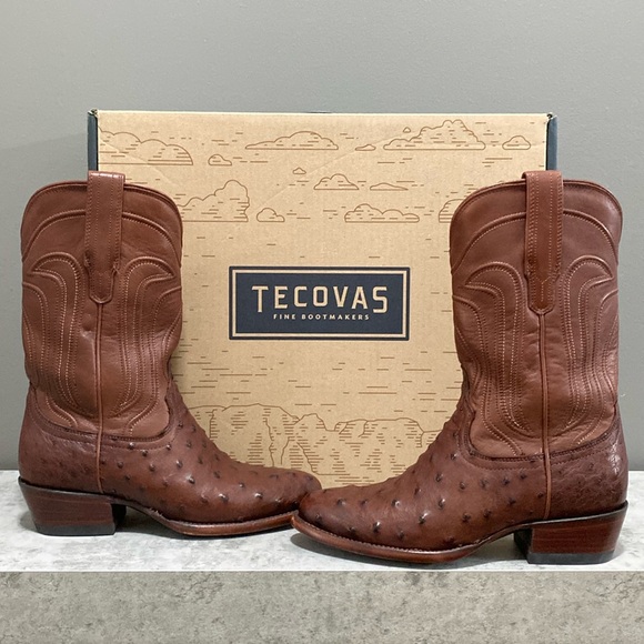 Tecovas | Shoes | Tecovas The Jessie Bourbon Brown Full Quill Ostrich ...